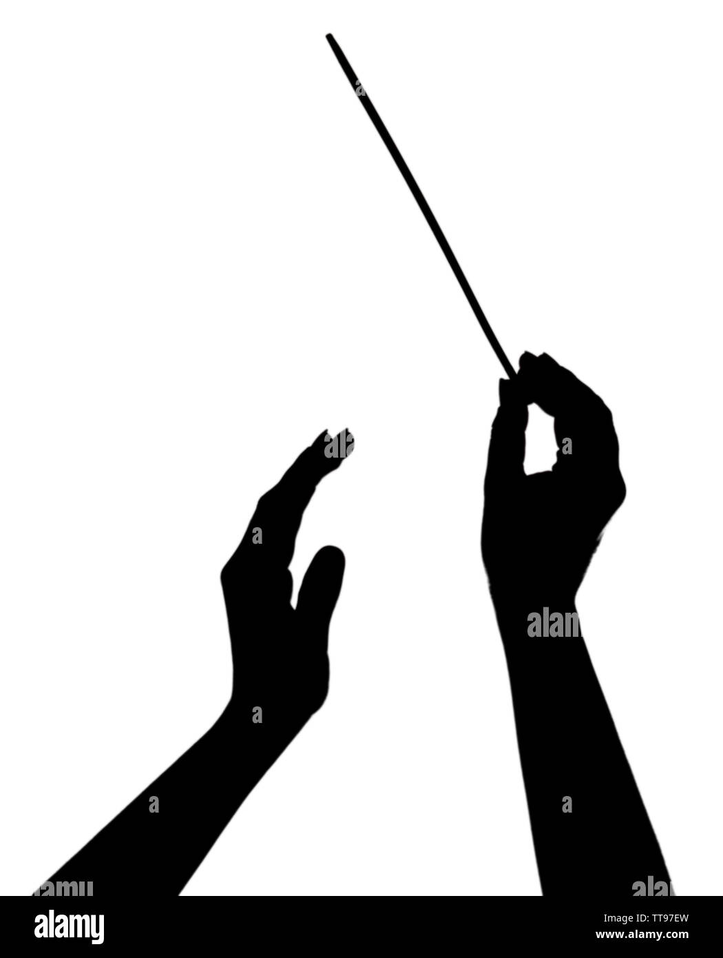 Music conductor hands with stick isolated on white Stock Photo - Alamy