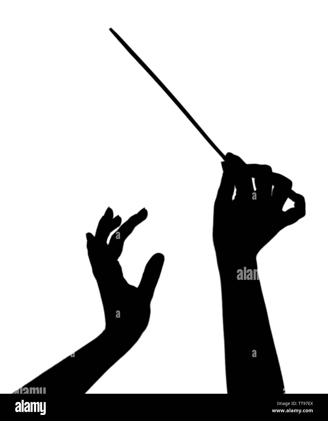 Music conductor hands with stick isolated on white Stock Photo - Alamy