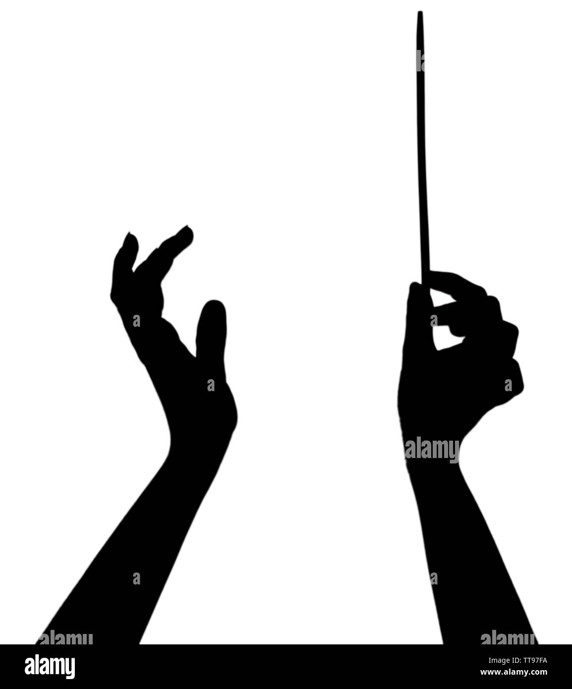 Music conductor hands with stick isolated on white Stock Photo - Alamy