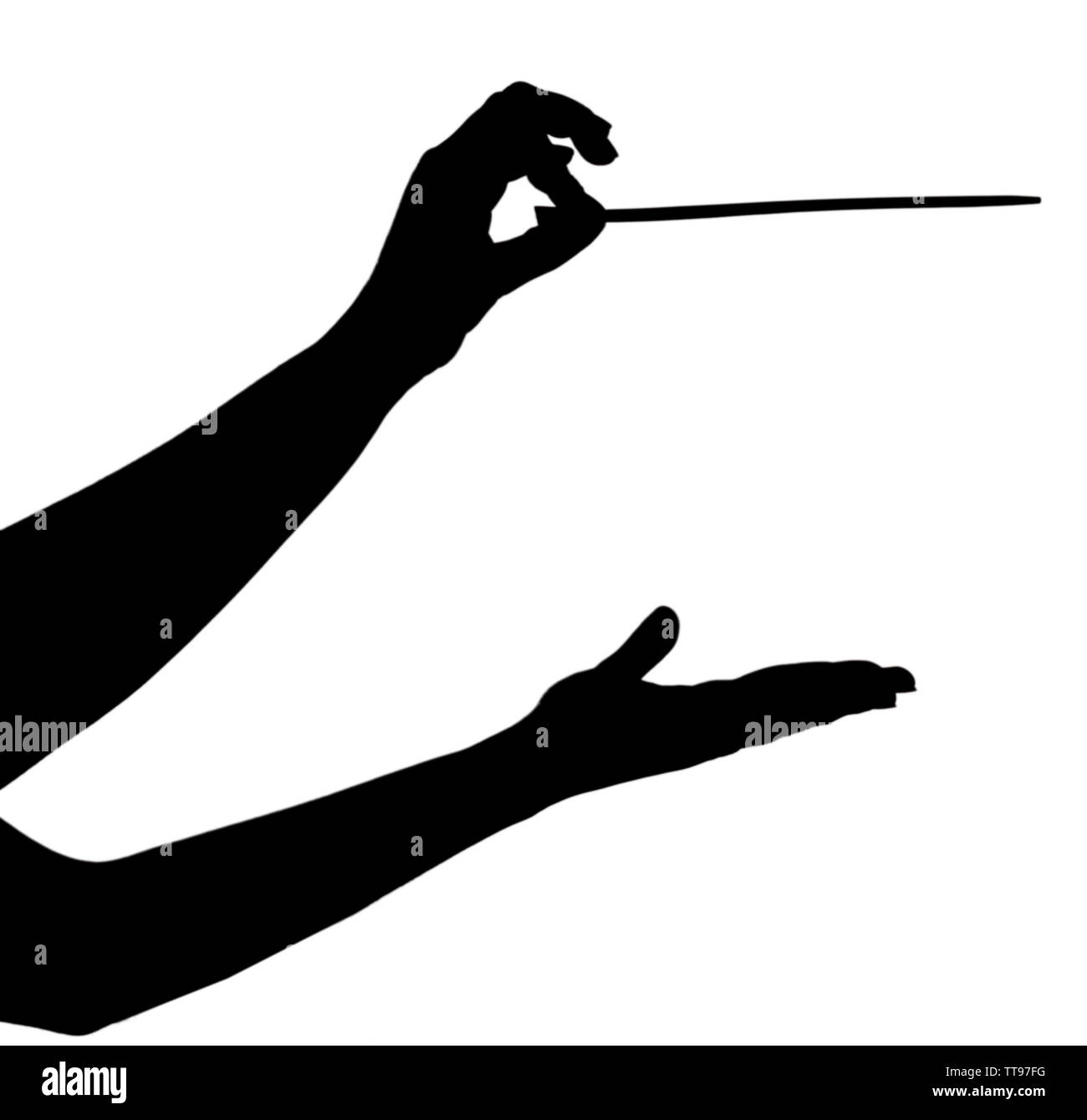 Music conductor hands with stick isolated on white Stock Photo - Alamy