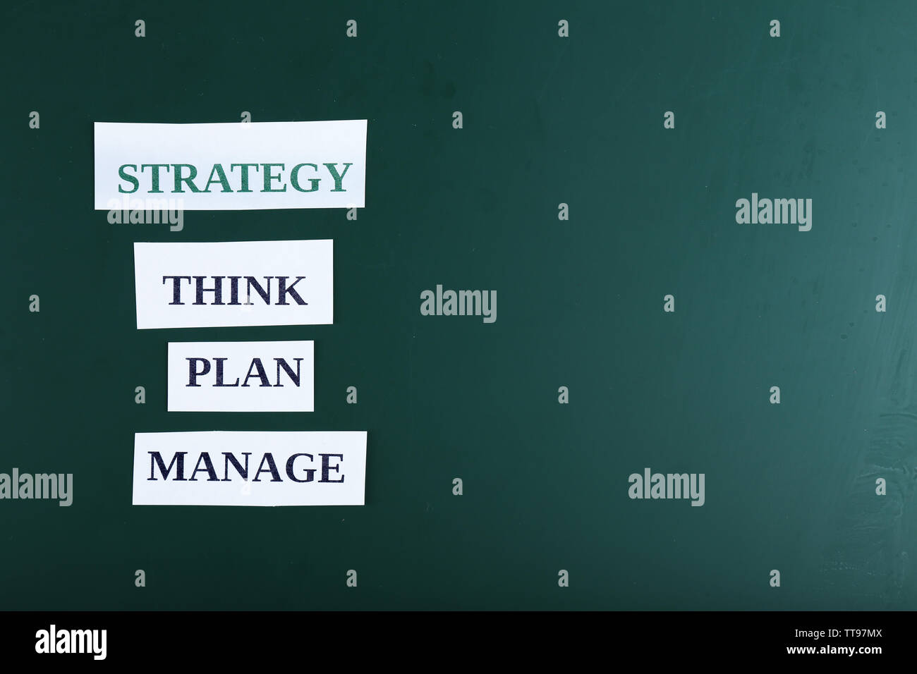 Themed words on blackboard background Stock Photo - Alamy