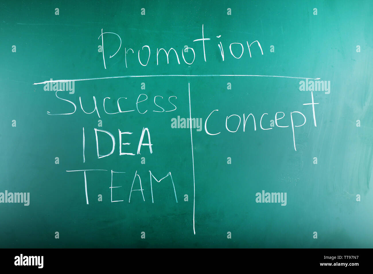 Themed words on blackboard background Stock Photo - Alamy