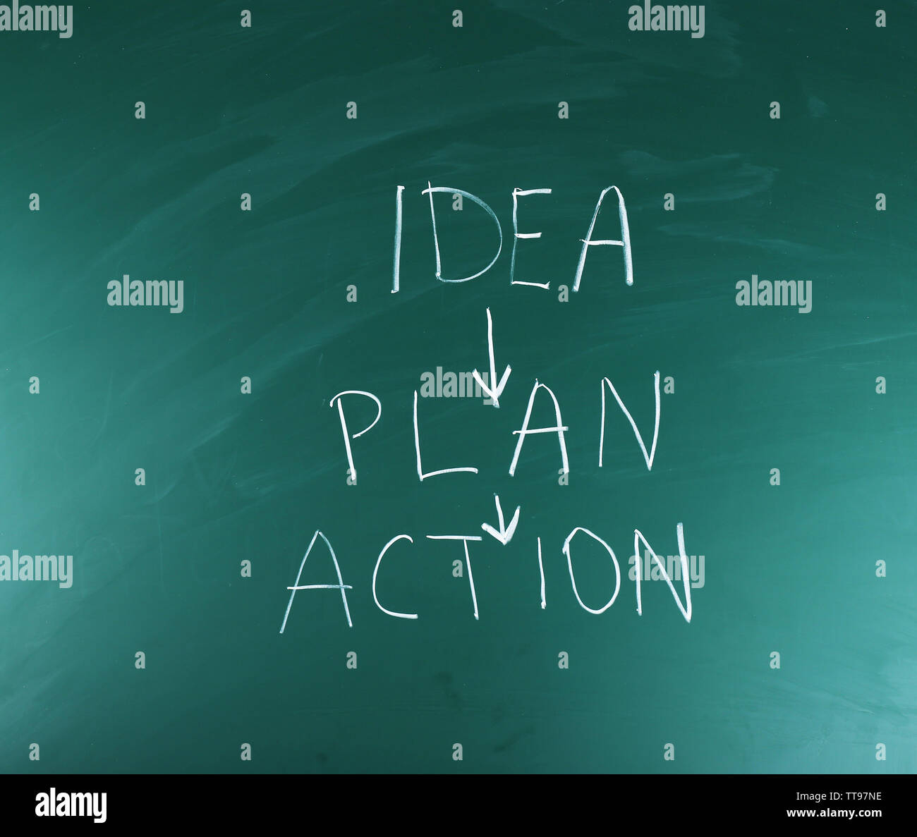 Themed words on blackboard background Stock Photo - Alamy