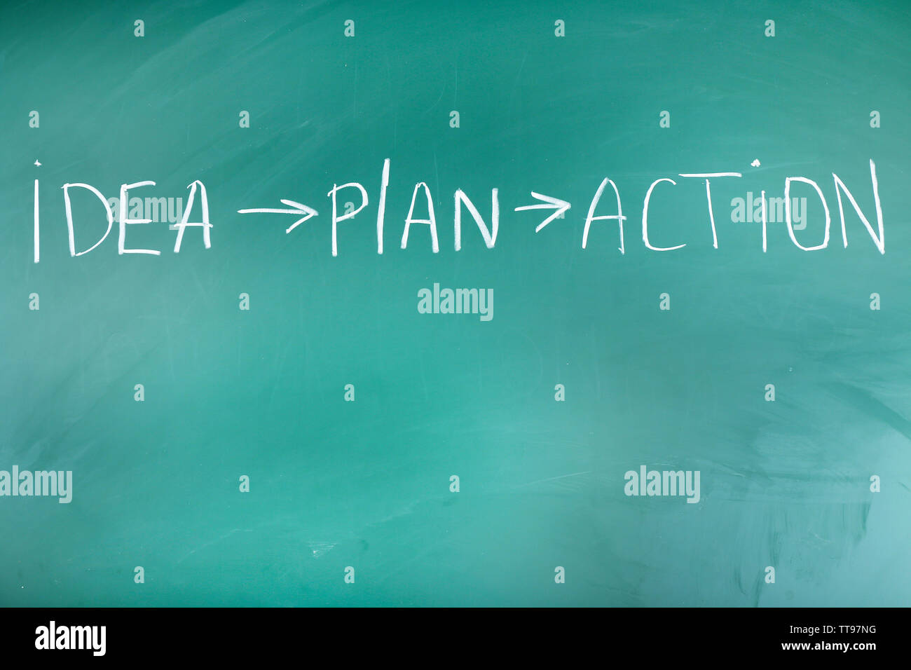 Themed words on blackboard background Stock Photo - Alamy