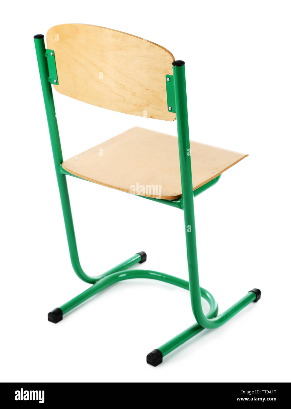 Wooden school chair, isolated on white Stock Photo - Alamy