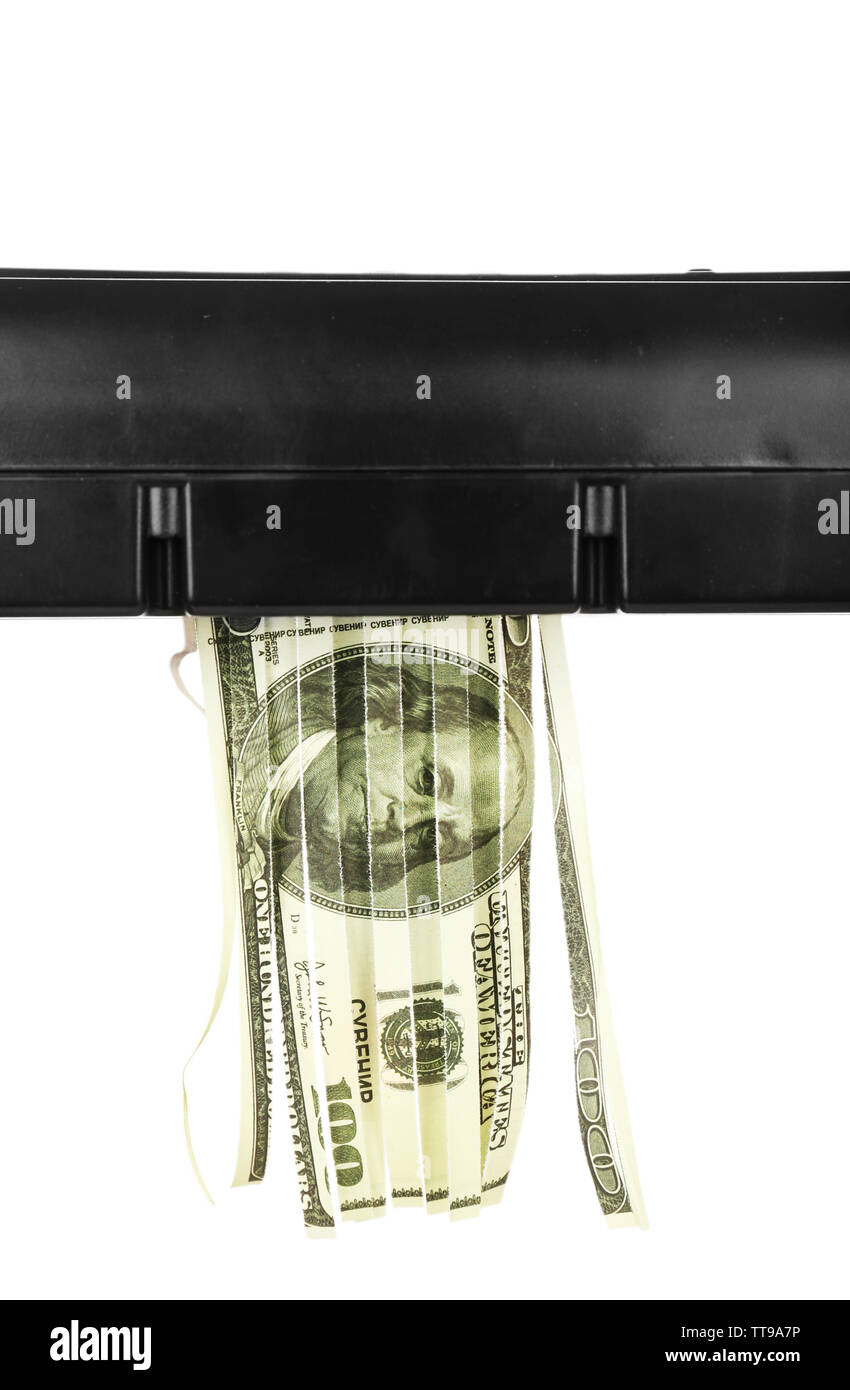 Destroyed money from shredder isolated on white Stock Photo - Alamy