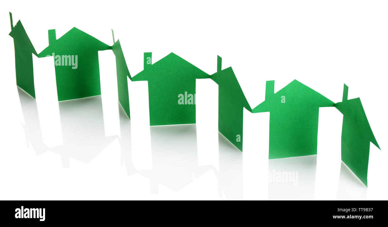 Paper houses isolated on white Stock Photo - Alamy