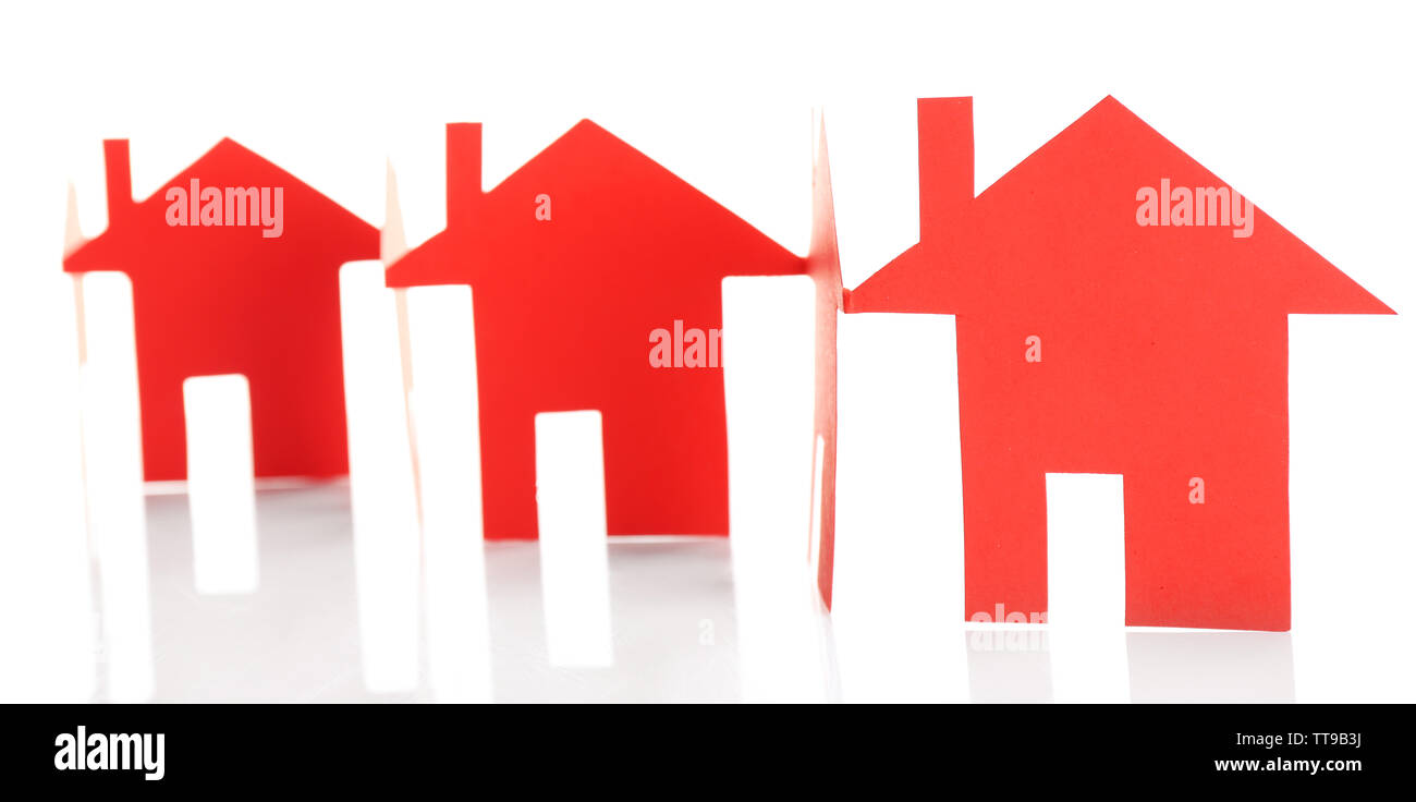 Paper houses isolated on white Stock Photo - Alamy