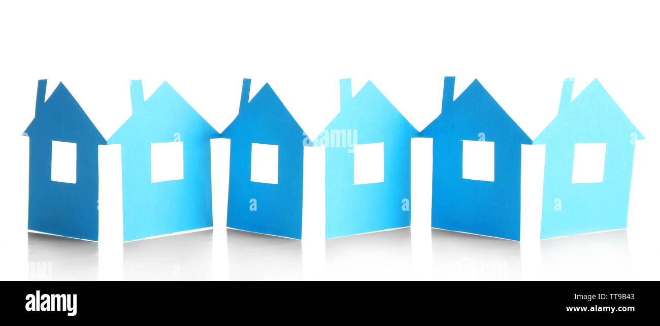 Paper houses isolated on white Stock Photo - Alamy