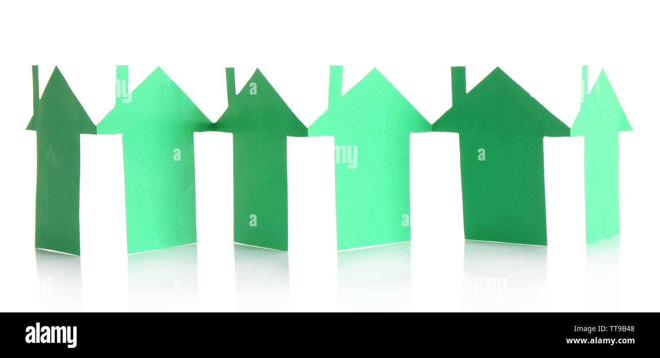 Paper houses isolated on white Stock Photo - Alamy