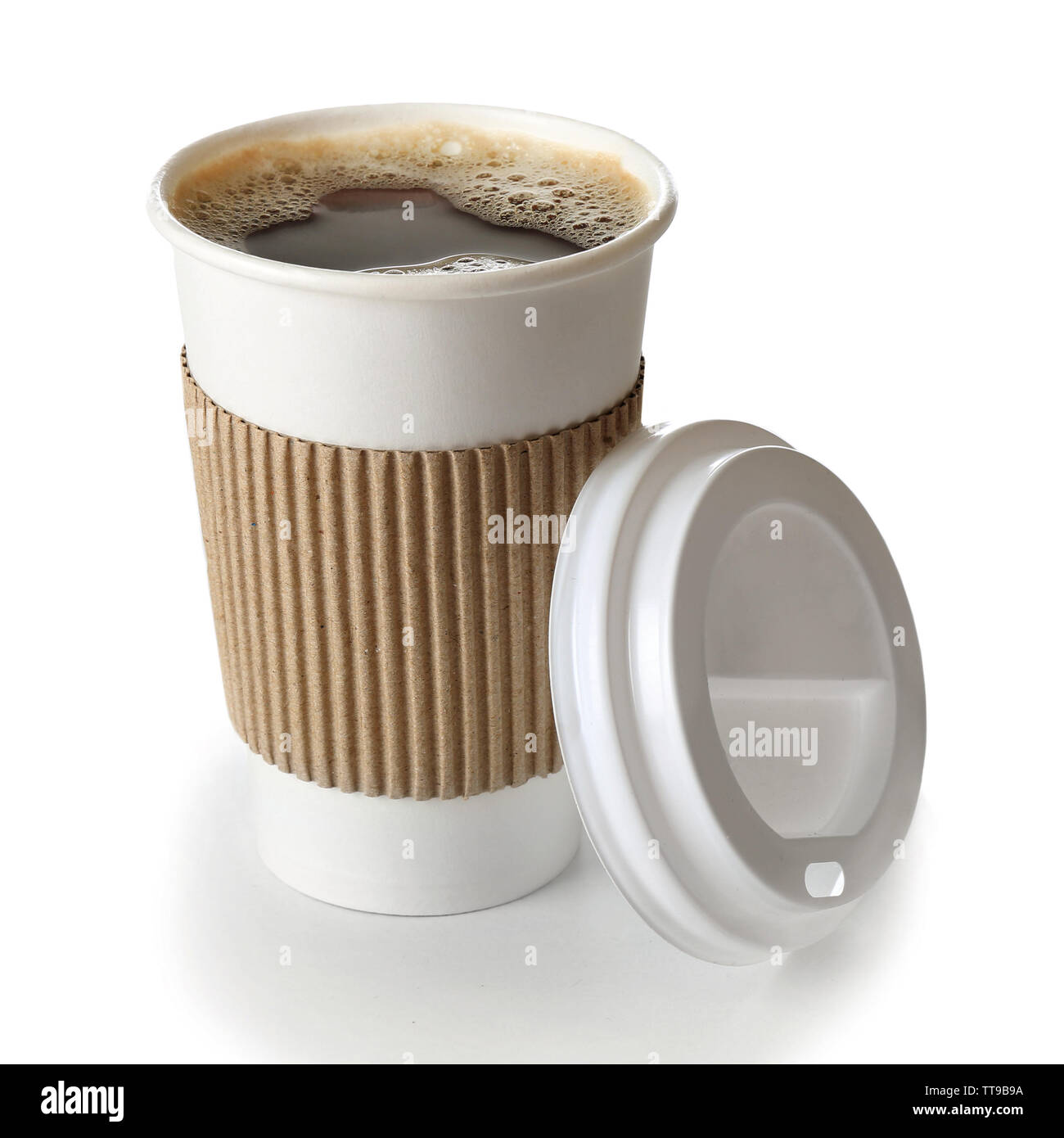 Paper cup of coffee isolated on white Stock Photo - Alamy