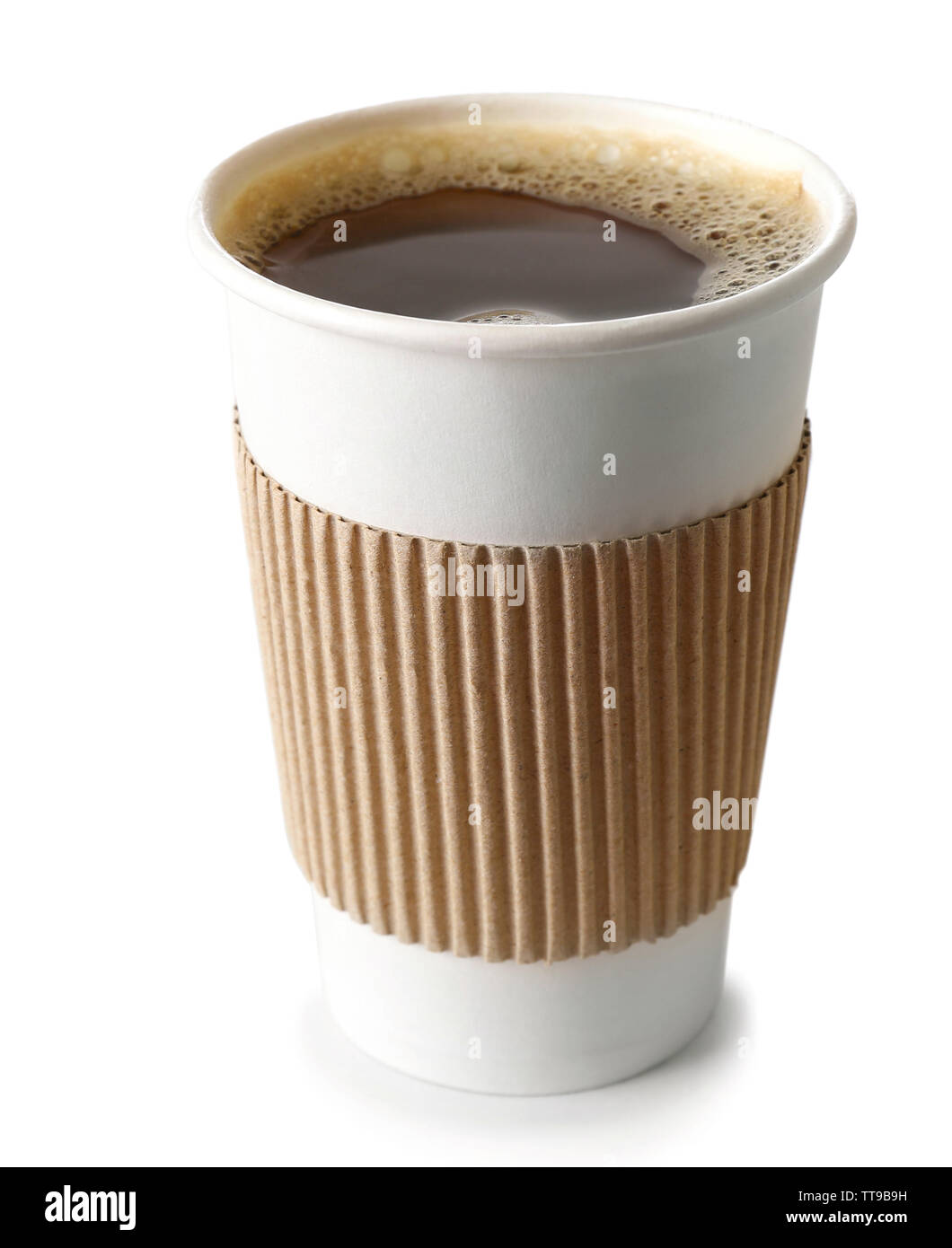 Paper cup of coffee isolated on white Stock Photo - Alamy