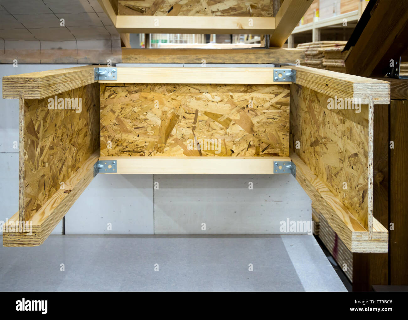 A modern wooden I-beam for roof structure Stock Photo - Alamy