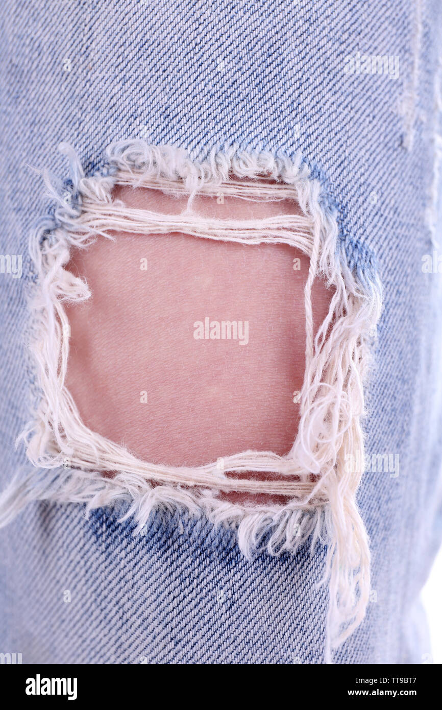 Torn jeans, closeup Stock Photo - Alamy