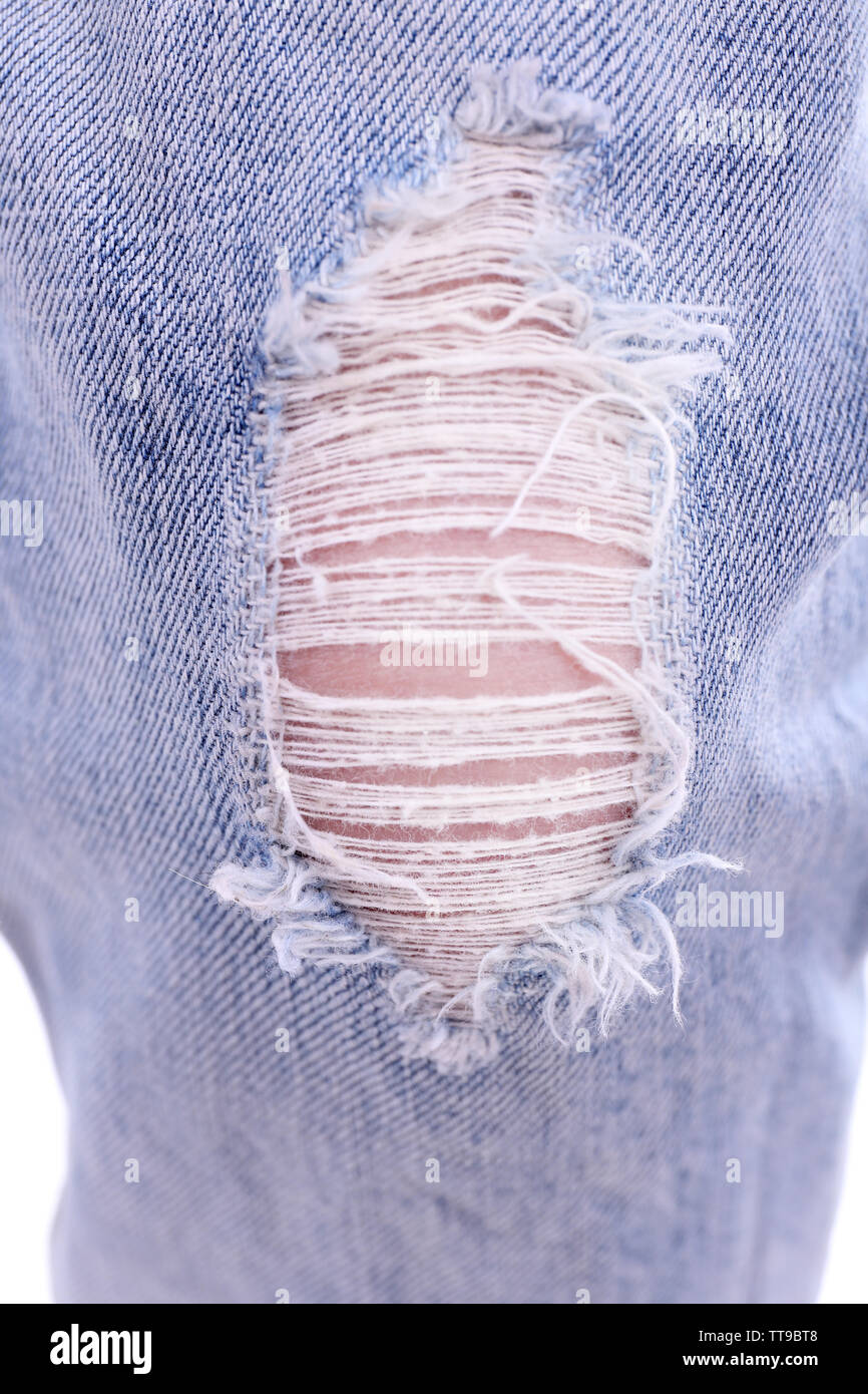 Torn jeans, closeup Stock Photo - Alamy