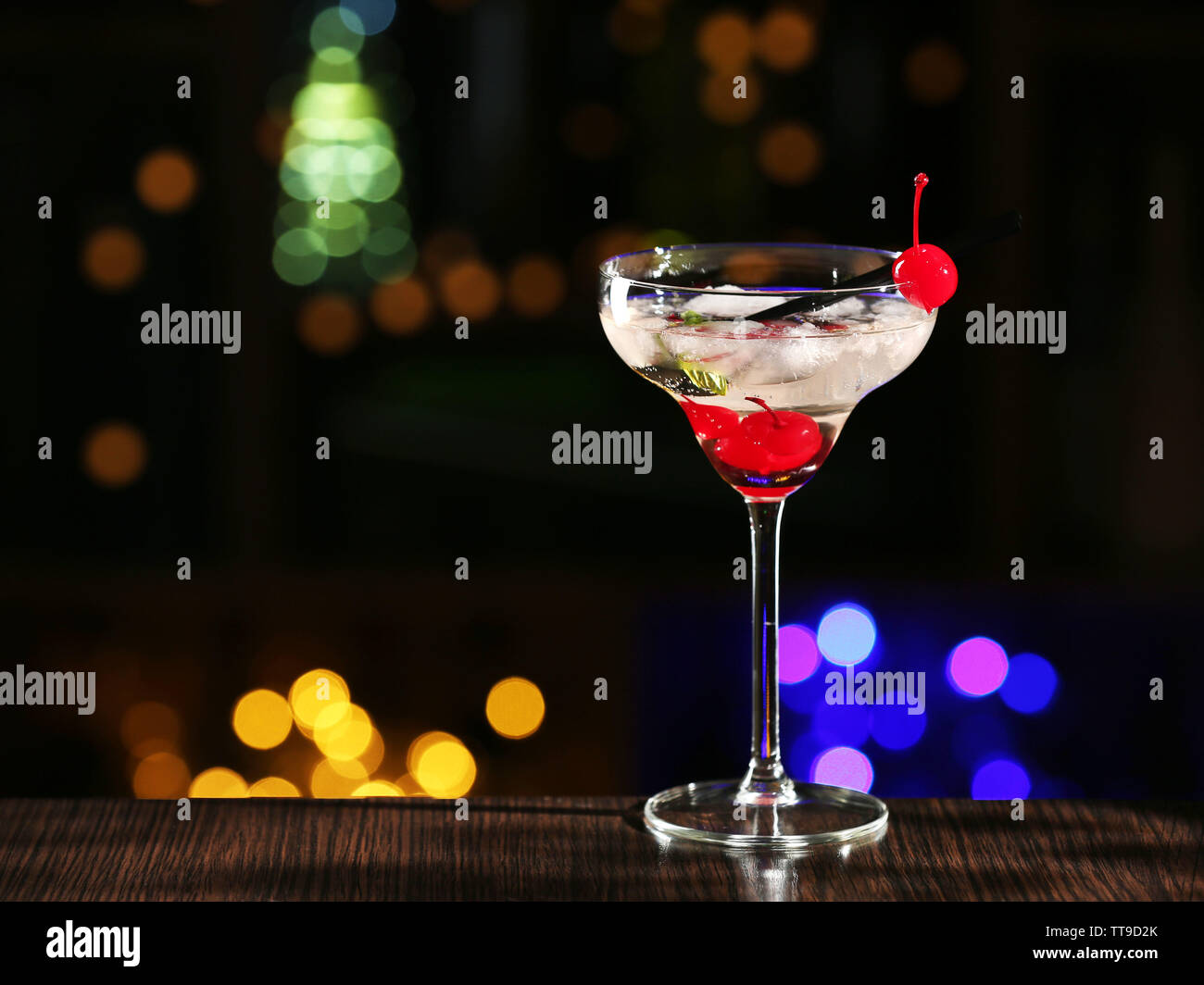 Glass of cocktails on bar background Stock Photo - Alamy