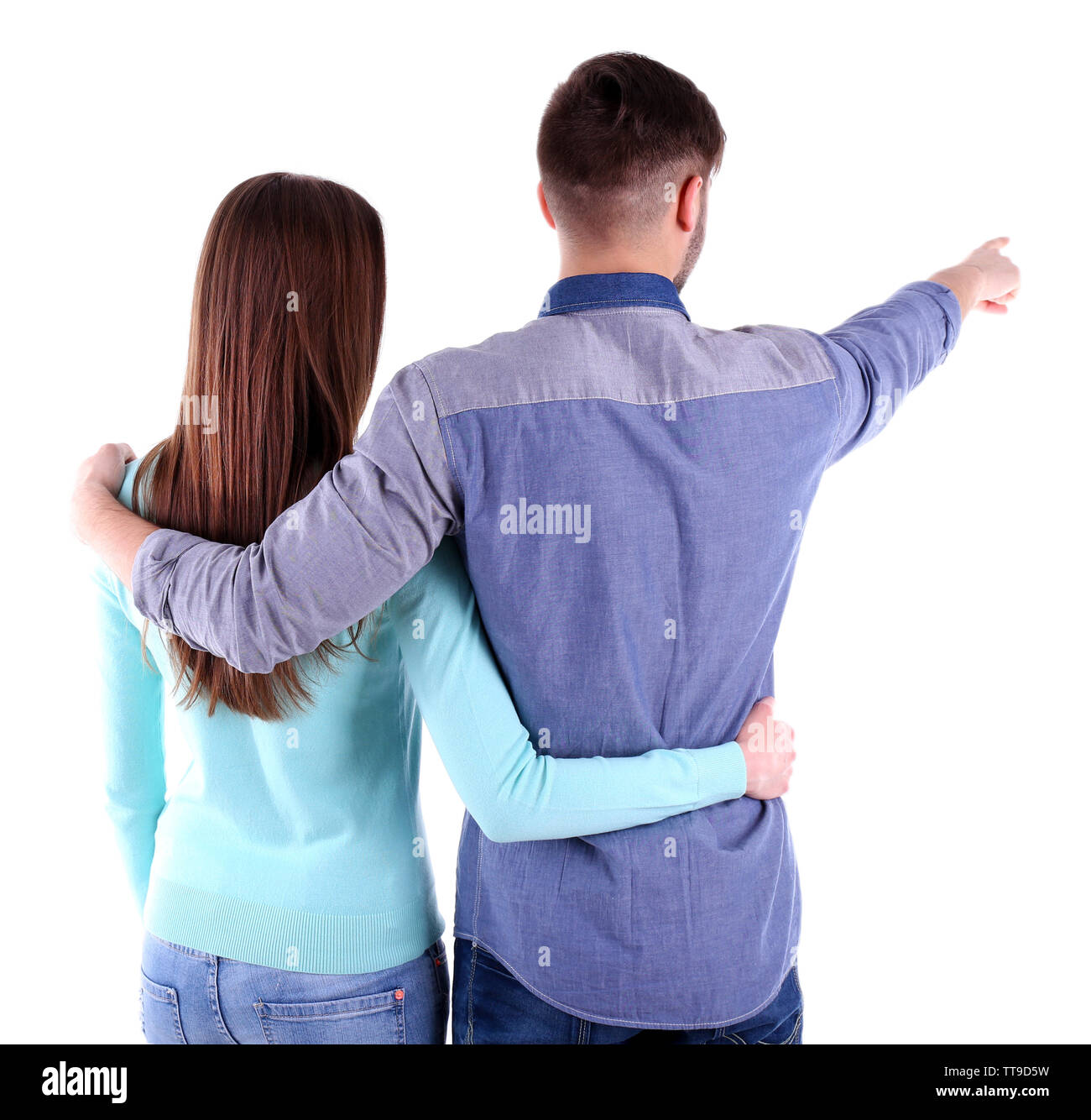 Back view of young couple isolated on white Stock Photo - Alamy