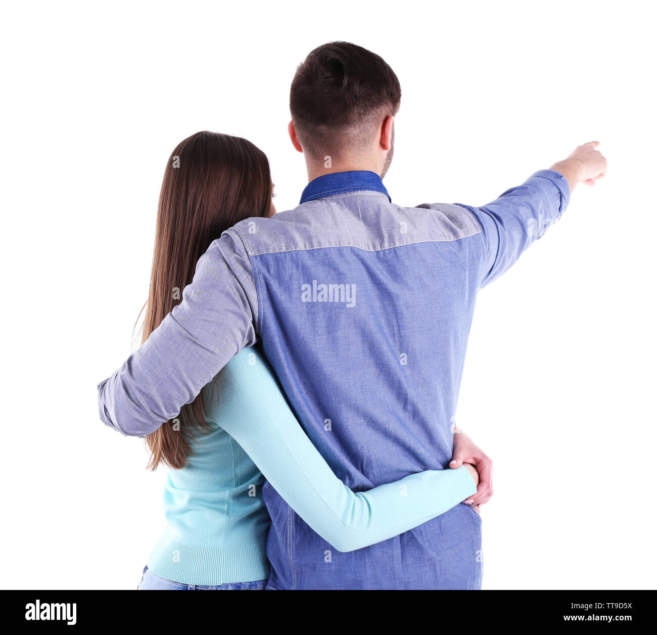 Back view of young couple isolated on white Stock Photo - Alamy