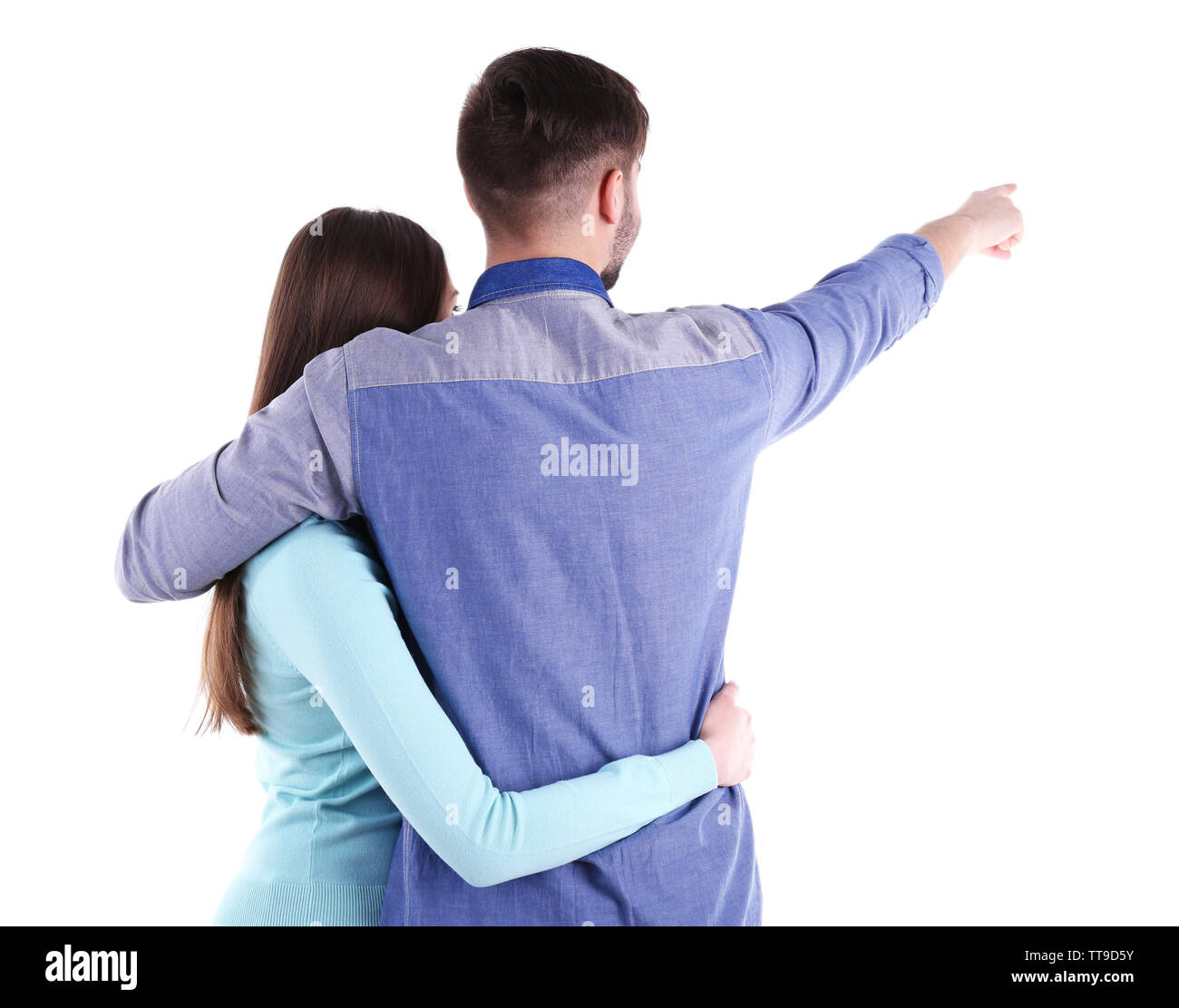 Back view of young couple isolated on white Stock Photo - Alamy