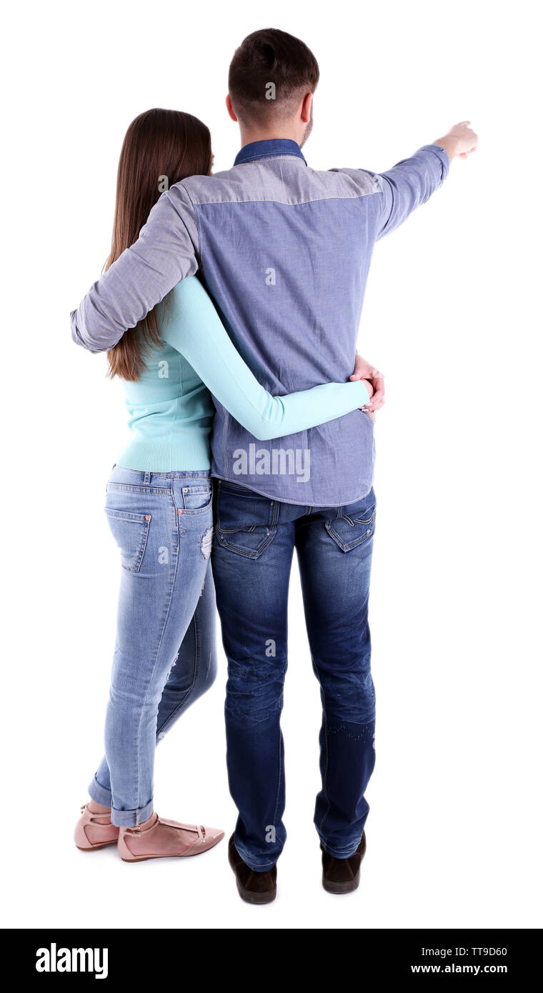 Back view of young couple isolated on white Stock Photo - Alamy