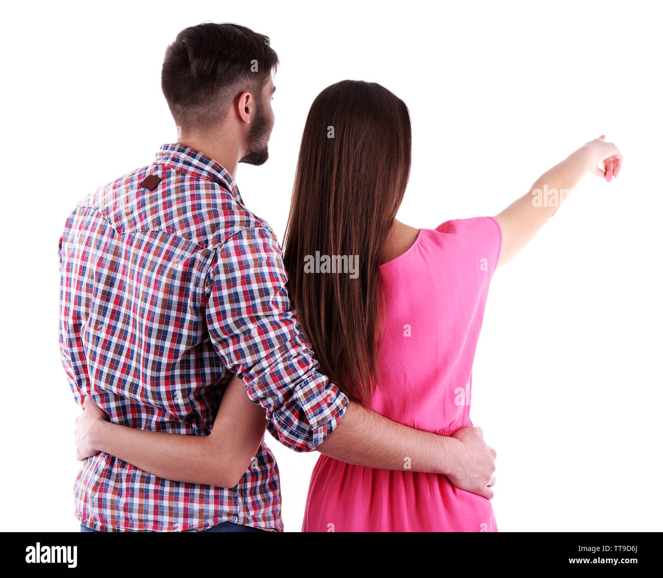 Back view of young couple isolated on white Stock Photo - Alamy