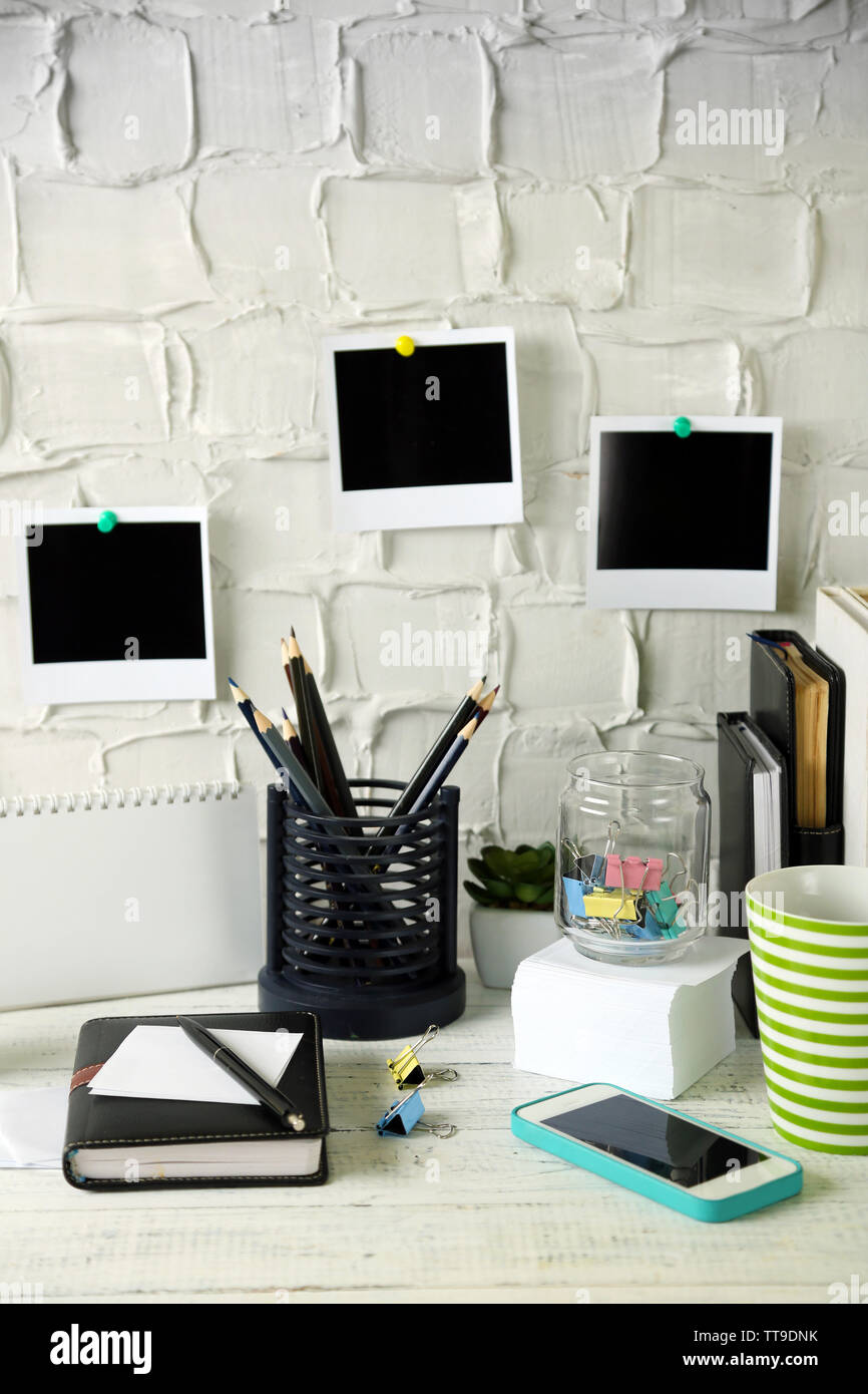 Stylish workplace at home or studio Stock Photo - Alamy