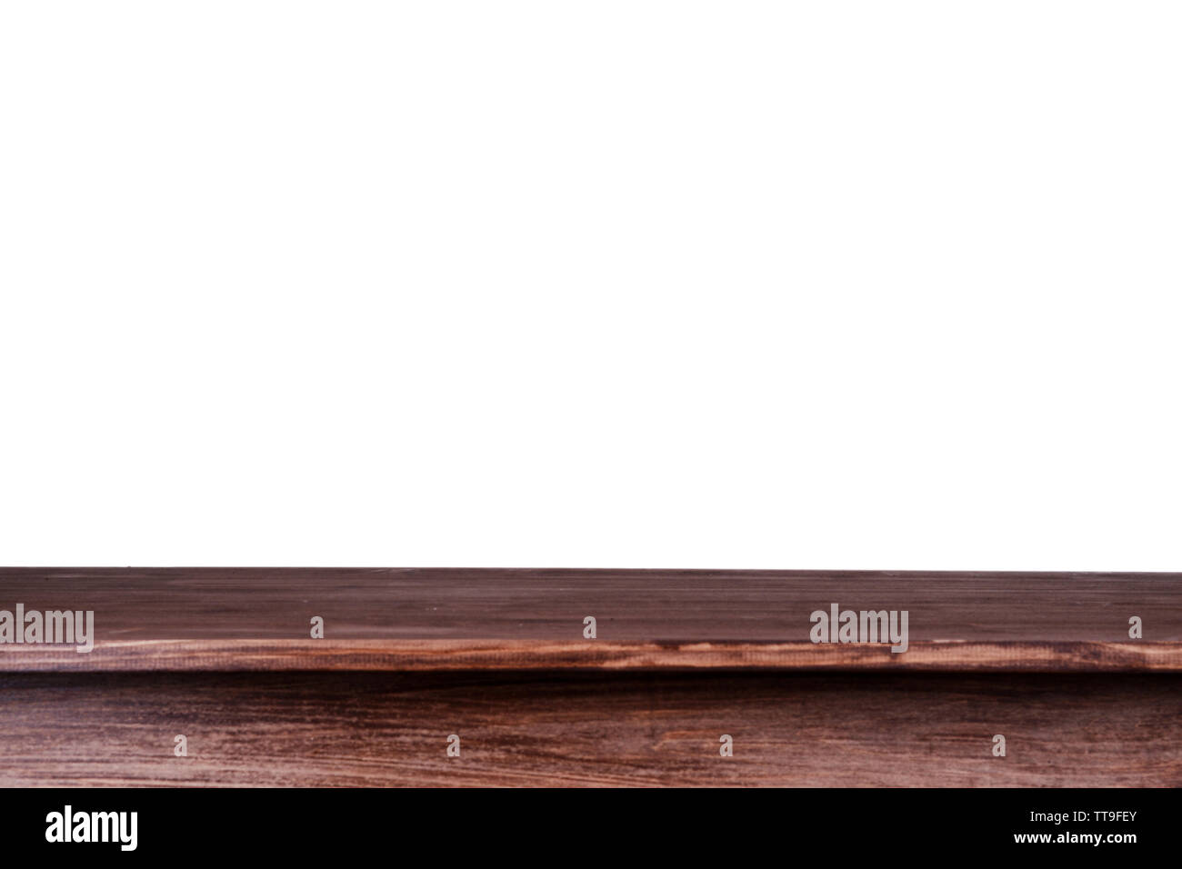 Empty wooden table with white background Stock Photo - Alamy