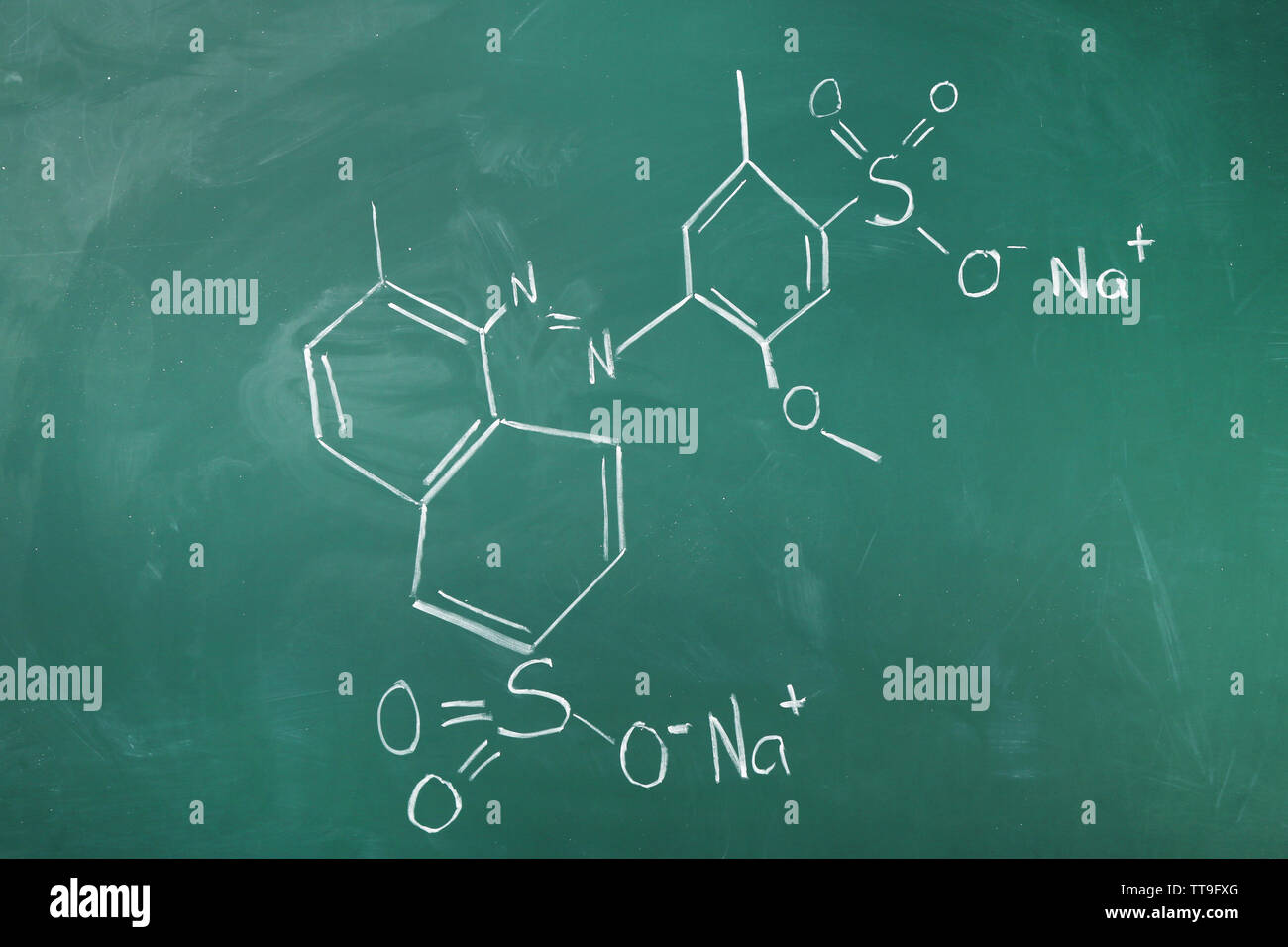 Molecule models and formulas on blackboard background Stock Photo - Alamy