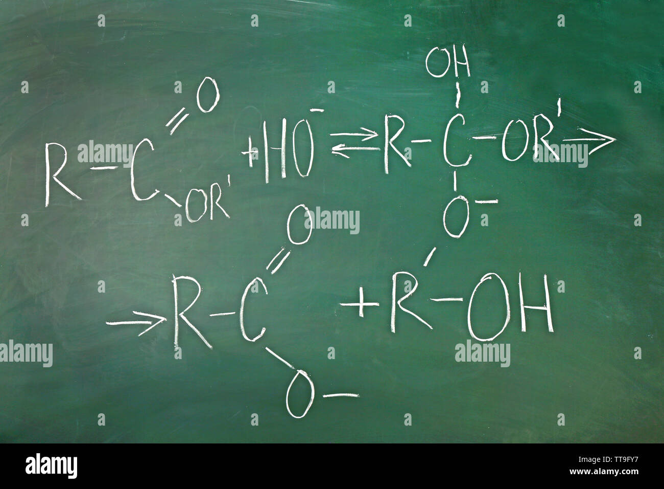 Molecule models and formulas on blackboard background Stock Photo - Alamy