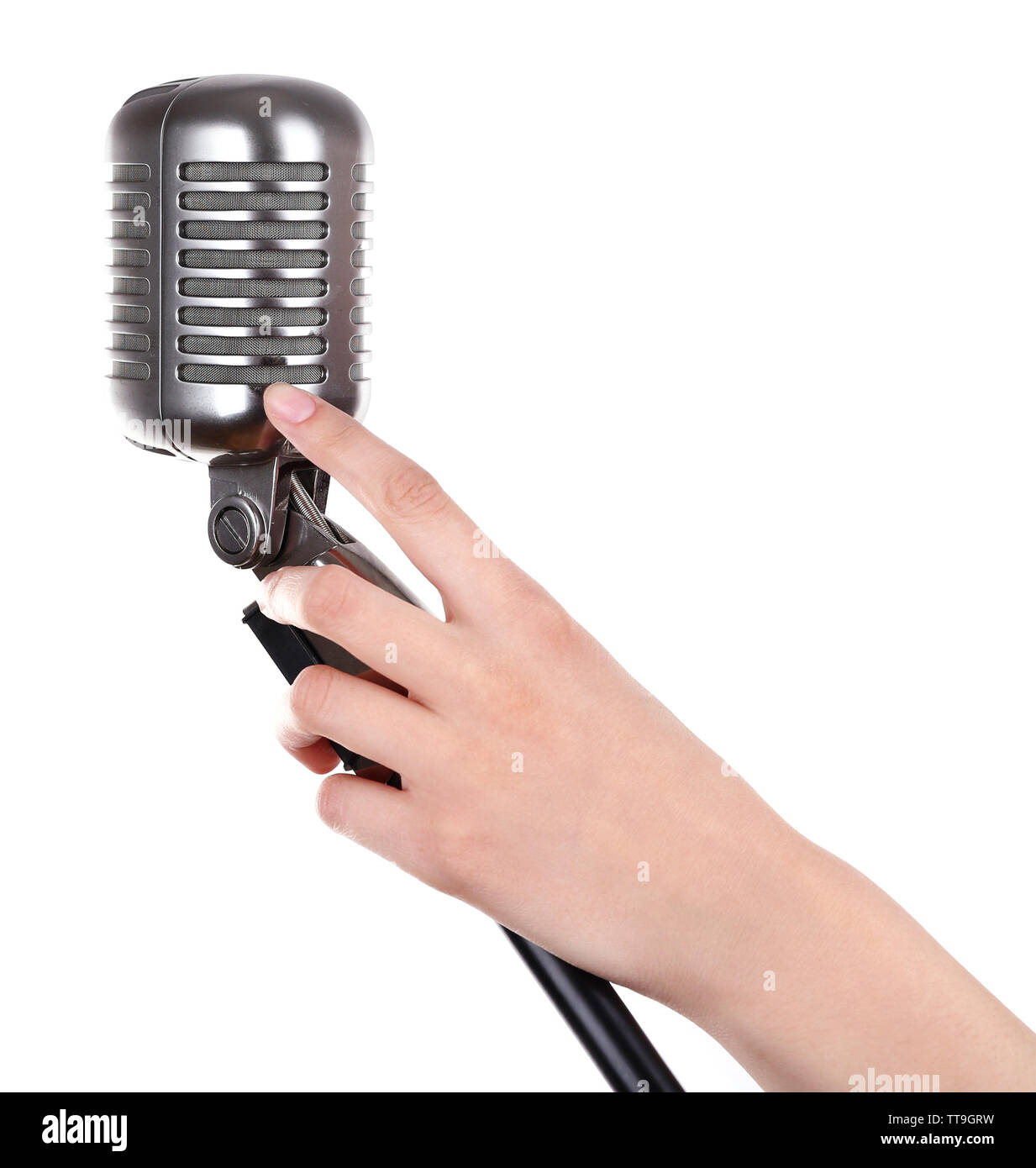 Woman singing vintage microphone studio hi-res stock photography and ...