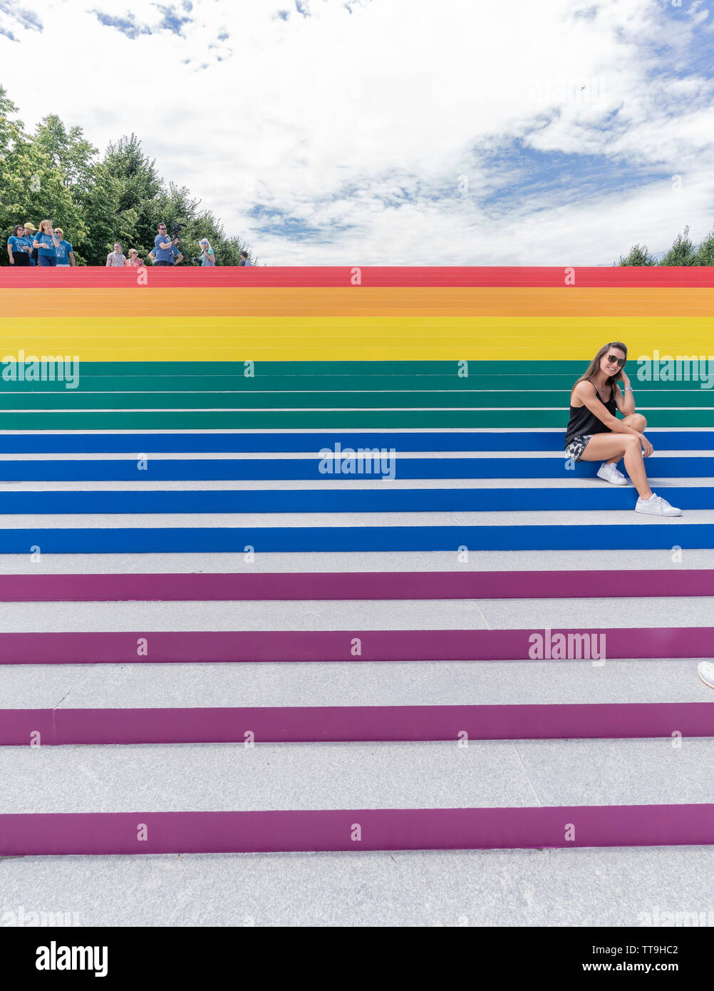 New York, NY - June 15, 2019: Monumental staircase in FDR Four Freedom ...