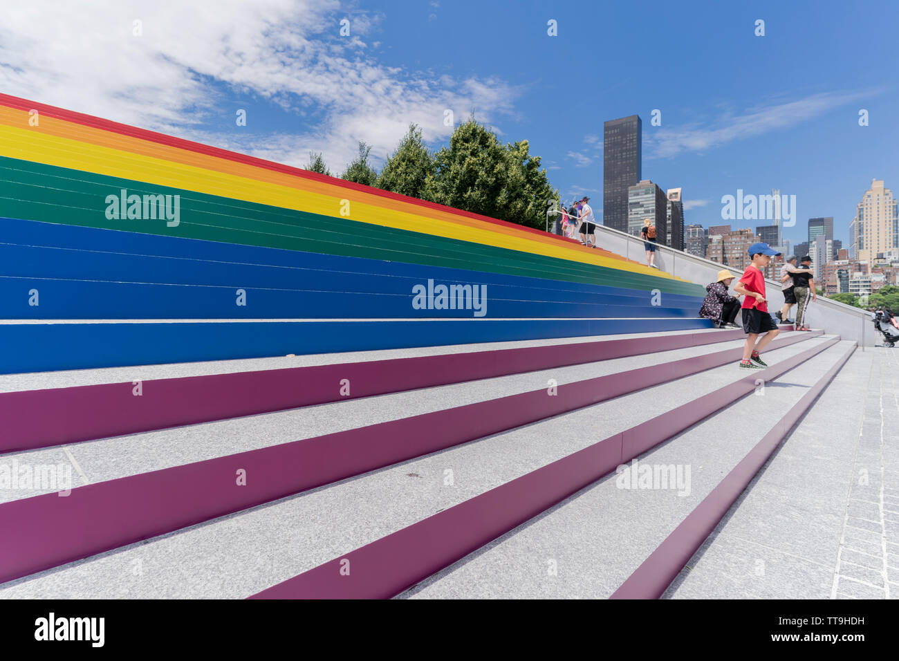 New York, NY - June 15, 2019: Monumental staircase in FDR Four Freedom ...