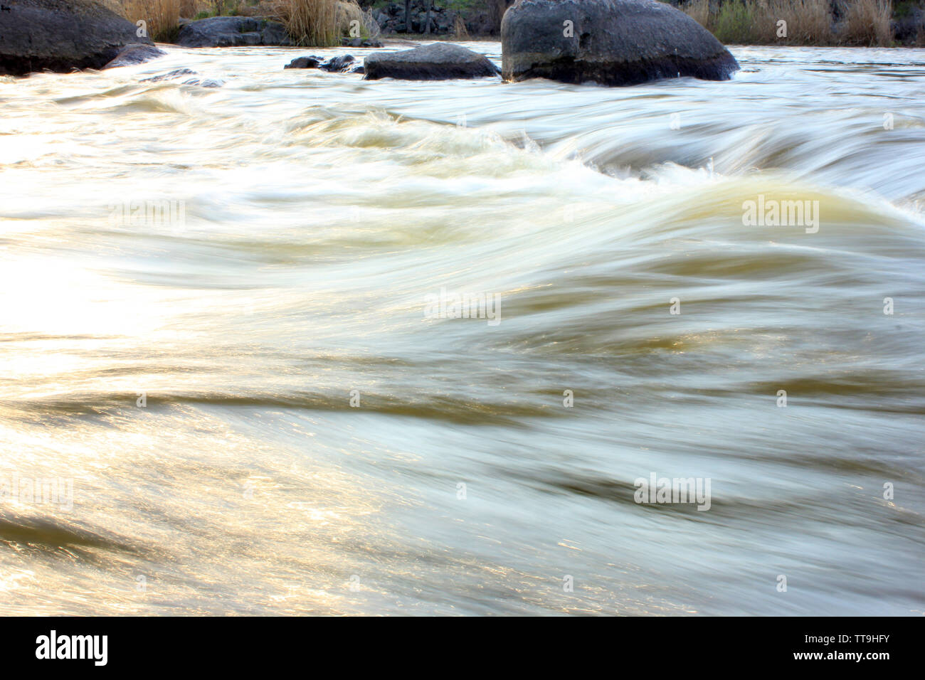 Spring landscape with river, stones and trees Stock Photo - Alamy