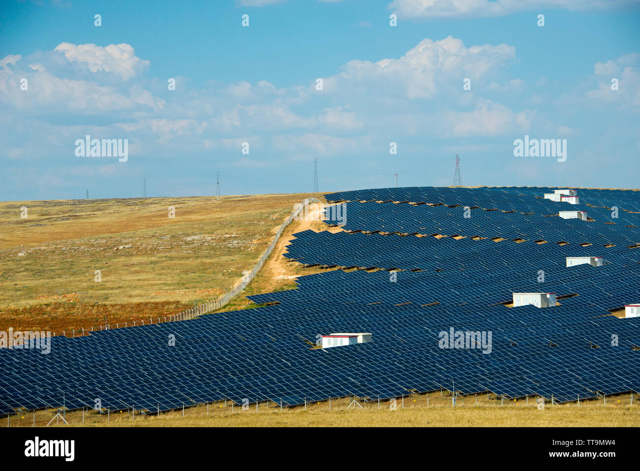 solar panels on photovoltaic solar power plant, sanliurfa province ...