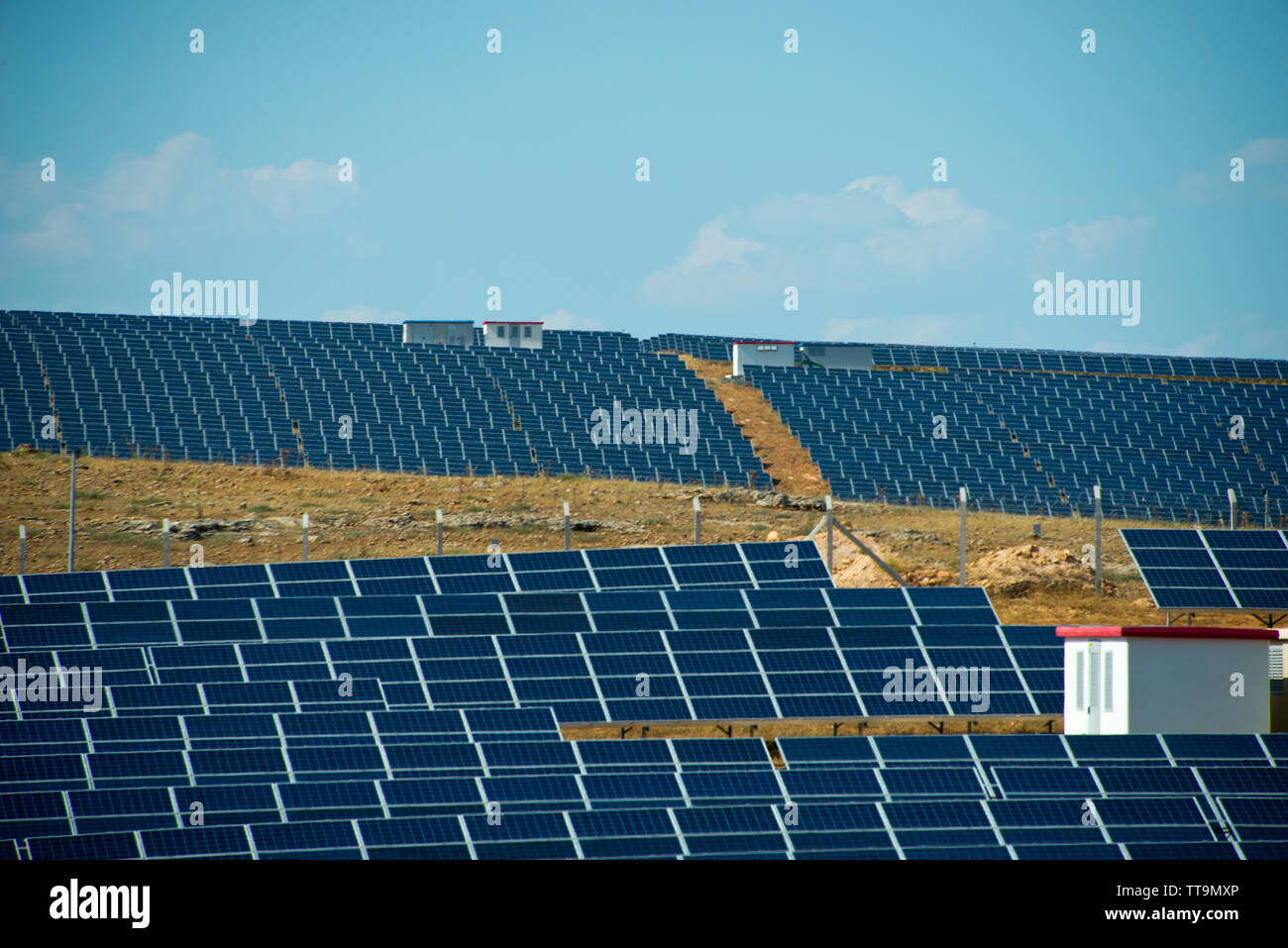 solar panels on photovoltaic solar power plant, sanliurfa province ...