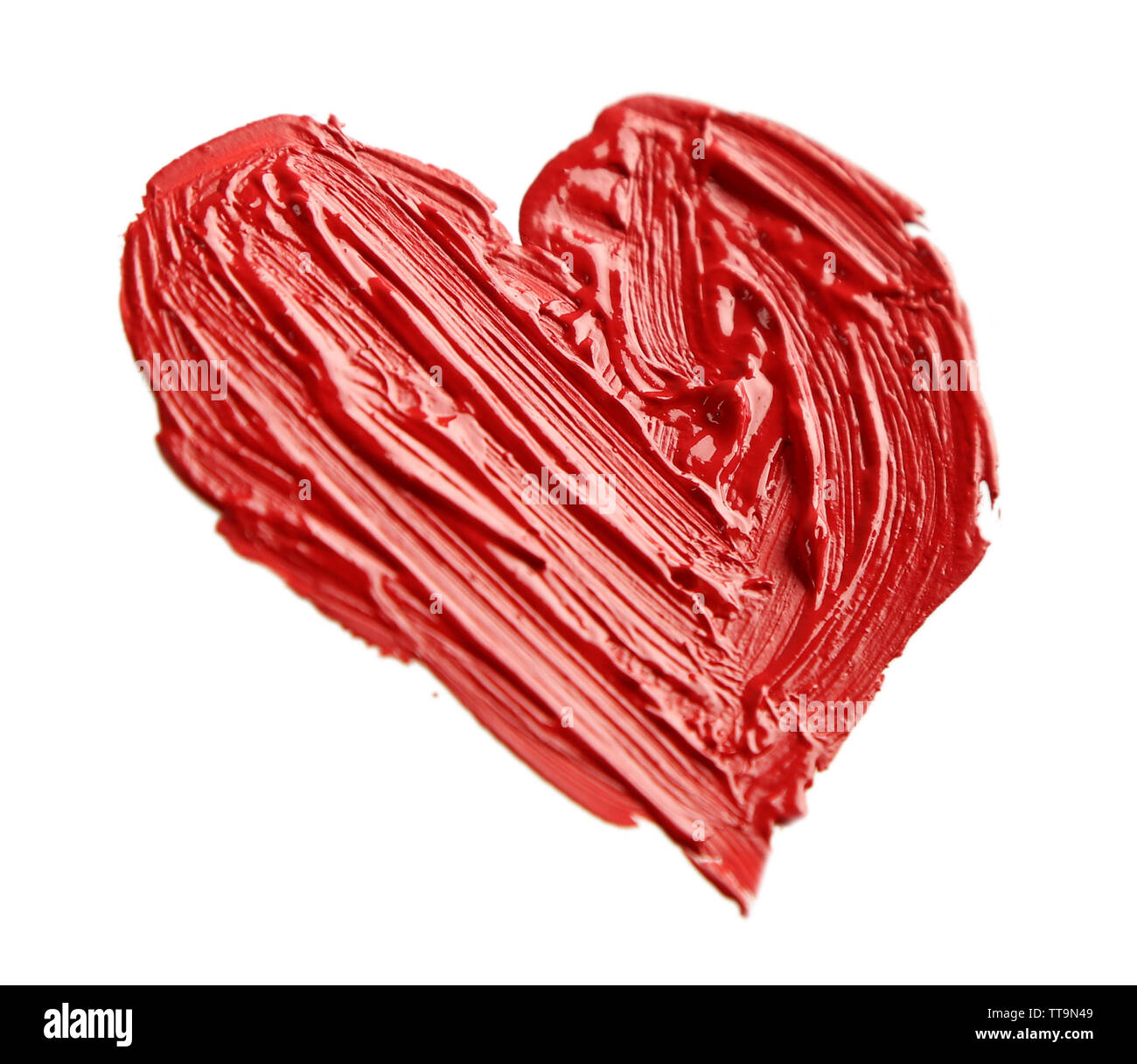 Painted red heart on white paper background Stock Photo - Alamy