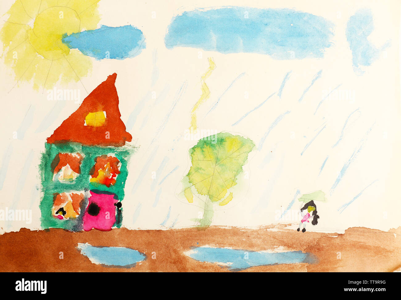 Kids drawing on paper background Stock Photo - Alamy