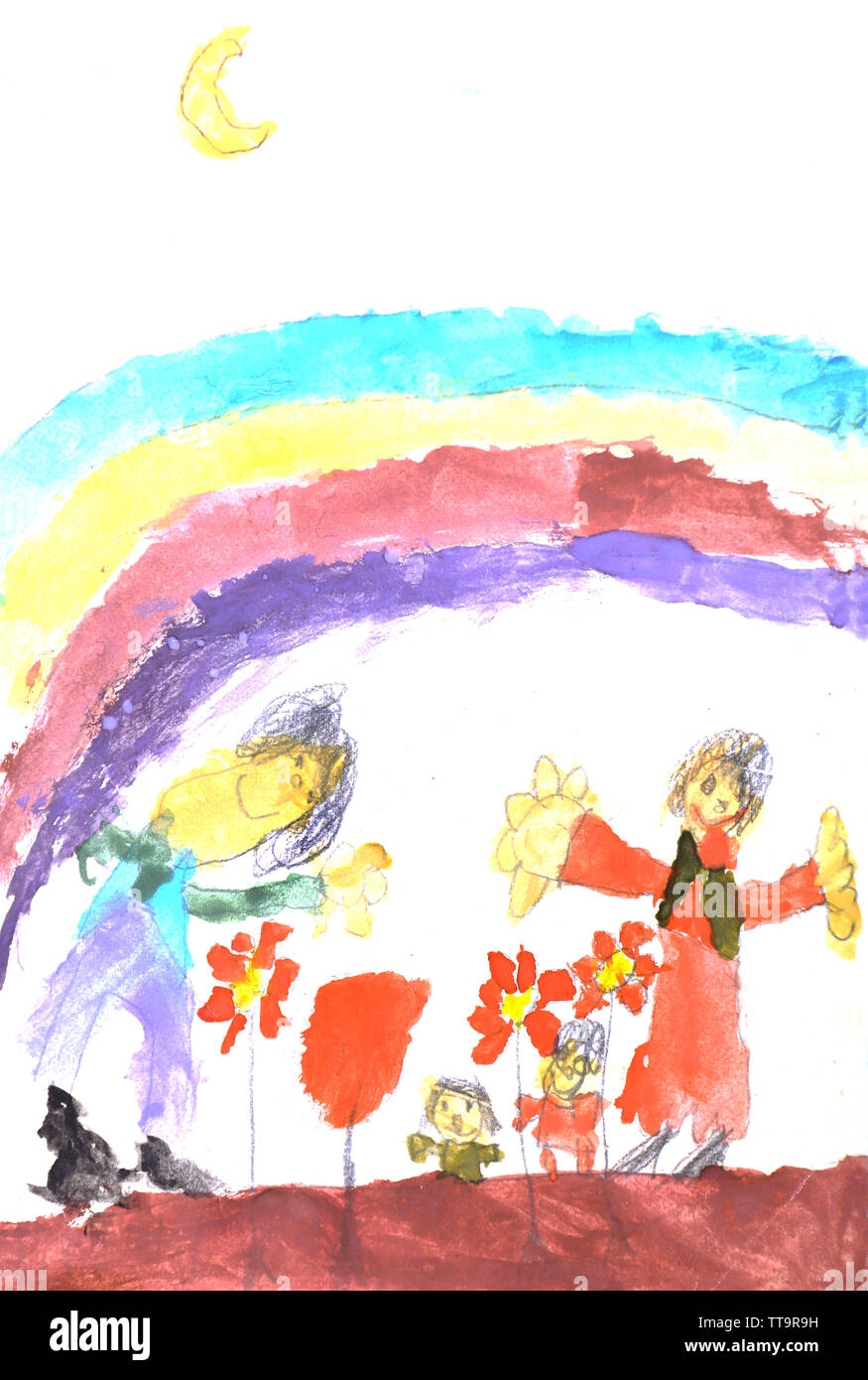 Kids drawing on paper background Stock Photo - Alamy