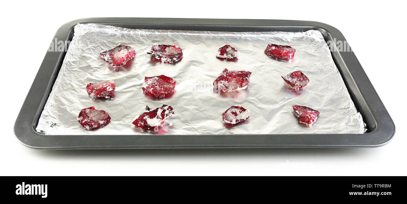 Candied sugared roses petals on tray, isolated on white Stock Photo - Alamy