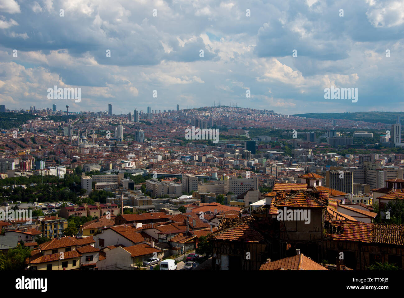 cityscape of turkish capital ankara, seen from ancient ankara castle ...