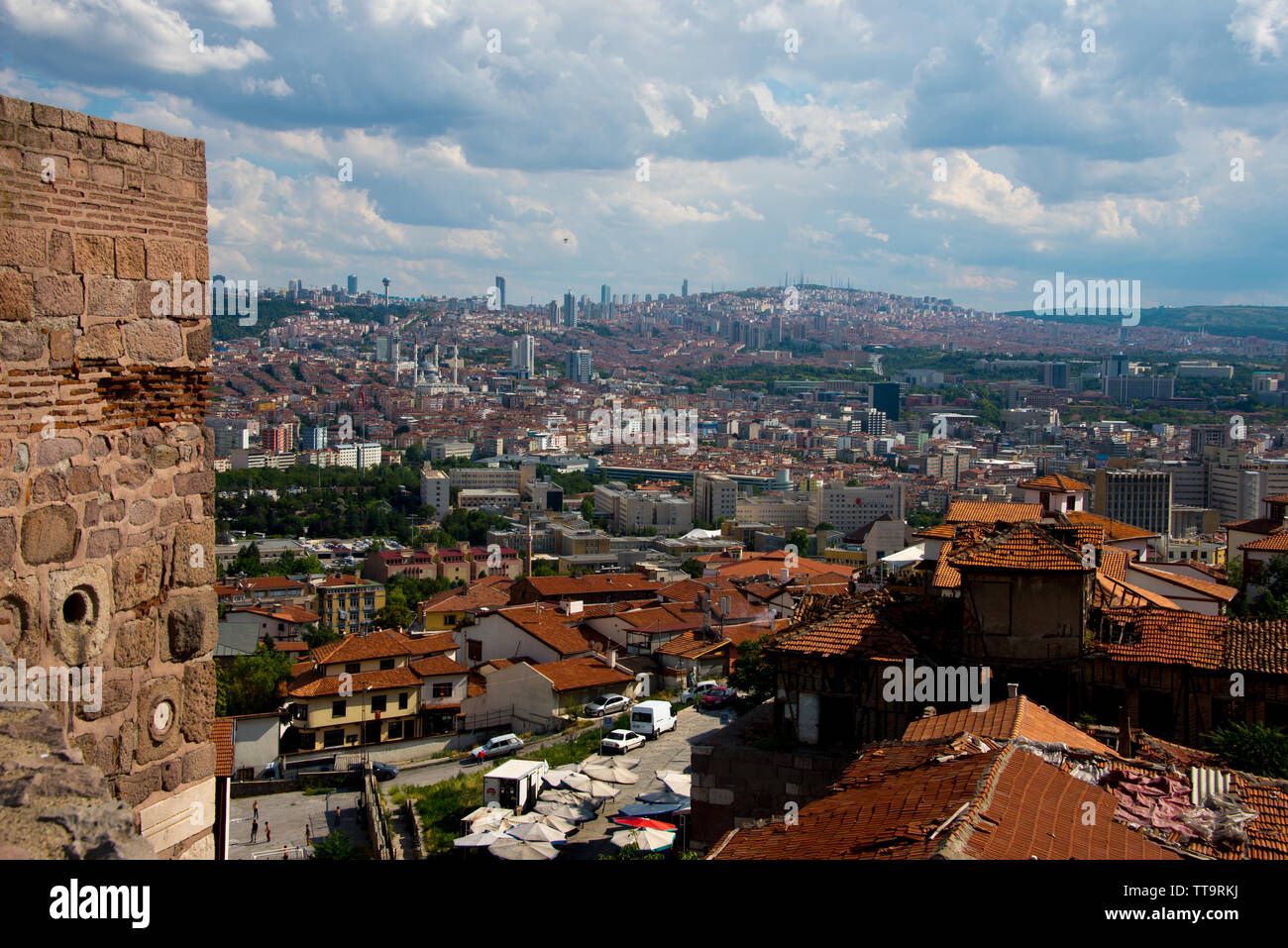 cityscape of turkish capital ankara, seen from ancient ankara castle ...