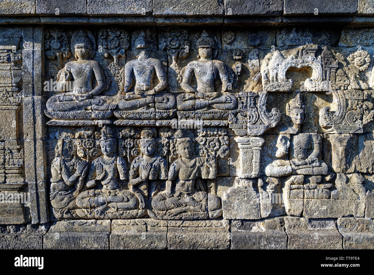 Borobudur, Central Java, Indonesia. 7th May, 2019. Relief panel of 9th ...