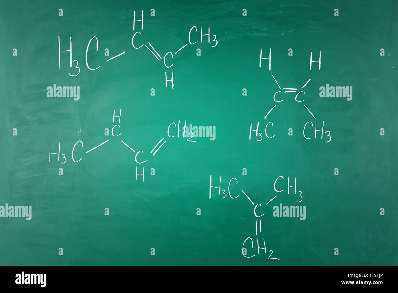Molecule models and formulas on blackboard background Stock Photo - Alamy