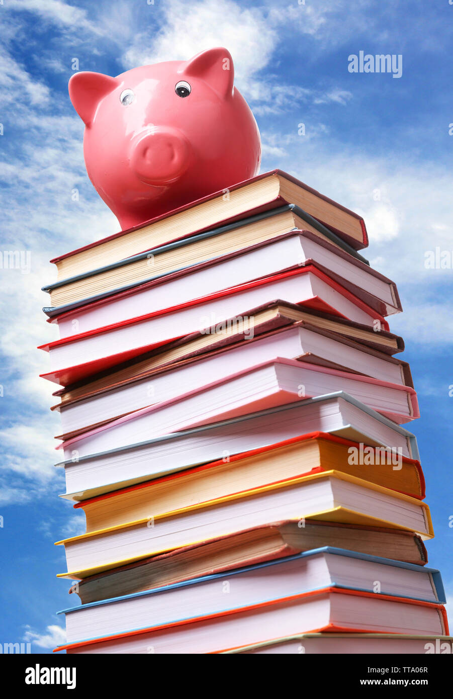 Concept accumulation of knowledge on blue sky background Stock Photo ...
