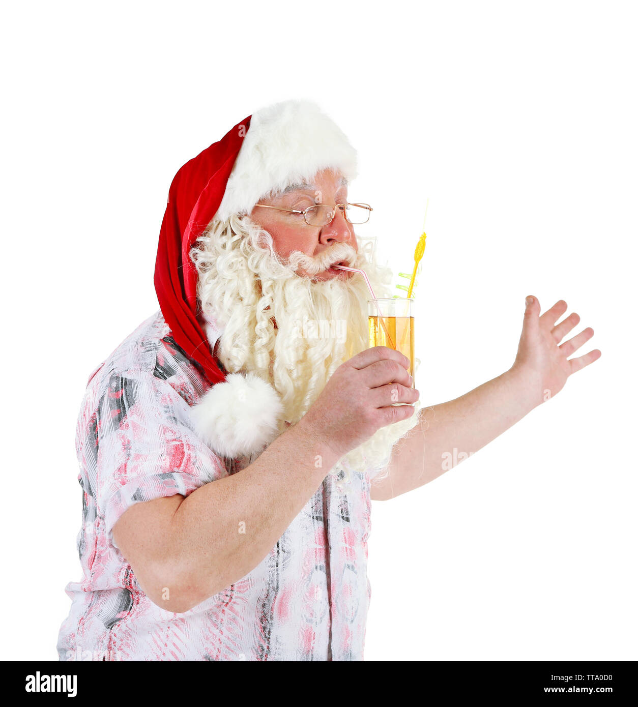 Santa Claus resting on vacation, isolated on white Stock Photo - Alamy