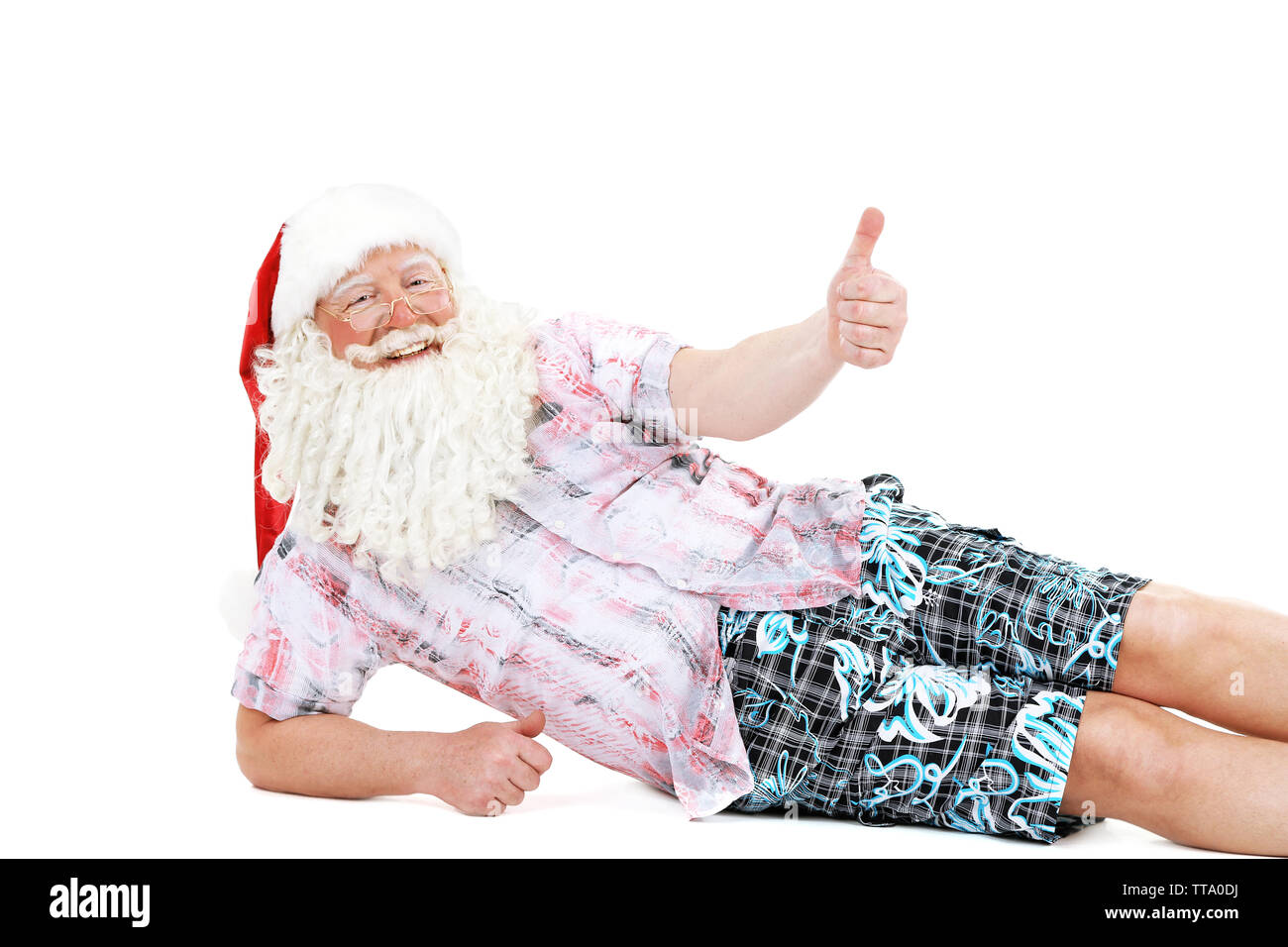 Santa Claus resting on vacation, isolated on white Stock Photo - Alamy
