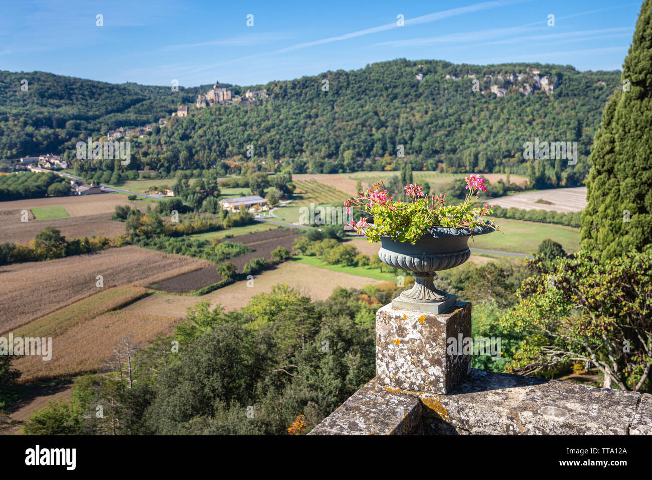 View of the famous Dordogne valley in the Perigord region of France ...