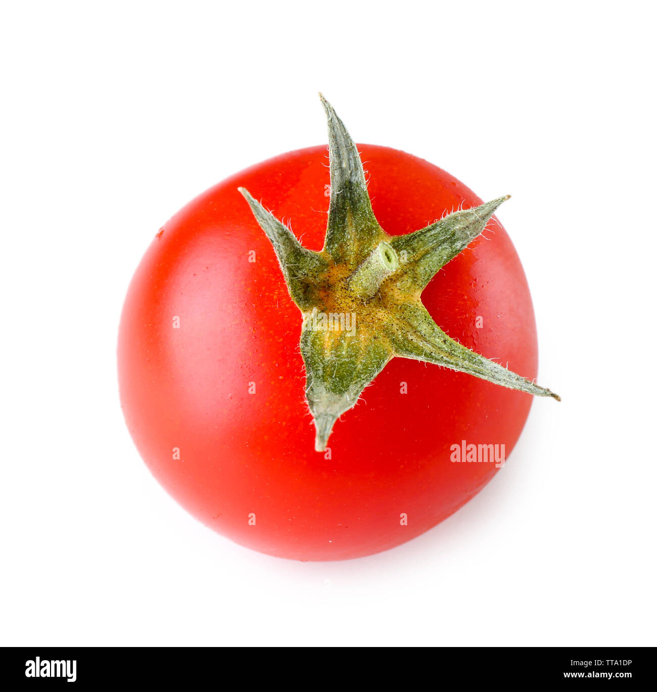 Single fresh cherry tomato isolated on white Stock Photo - Alamy