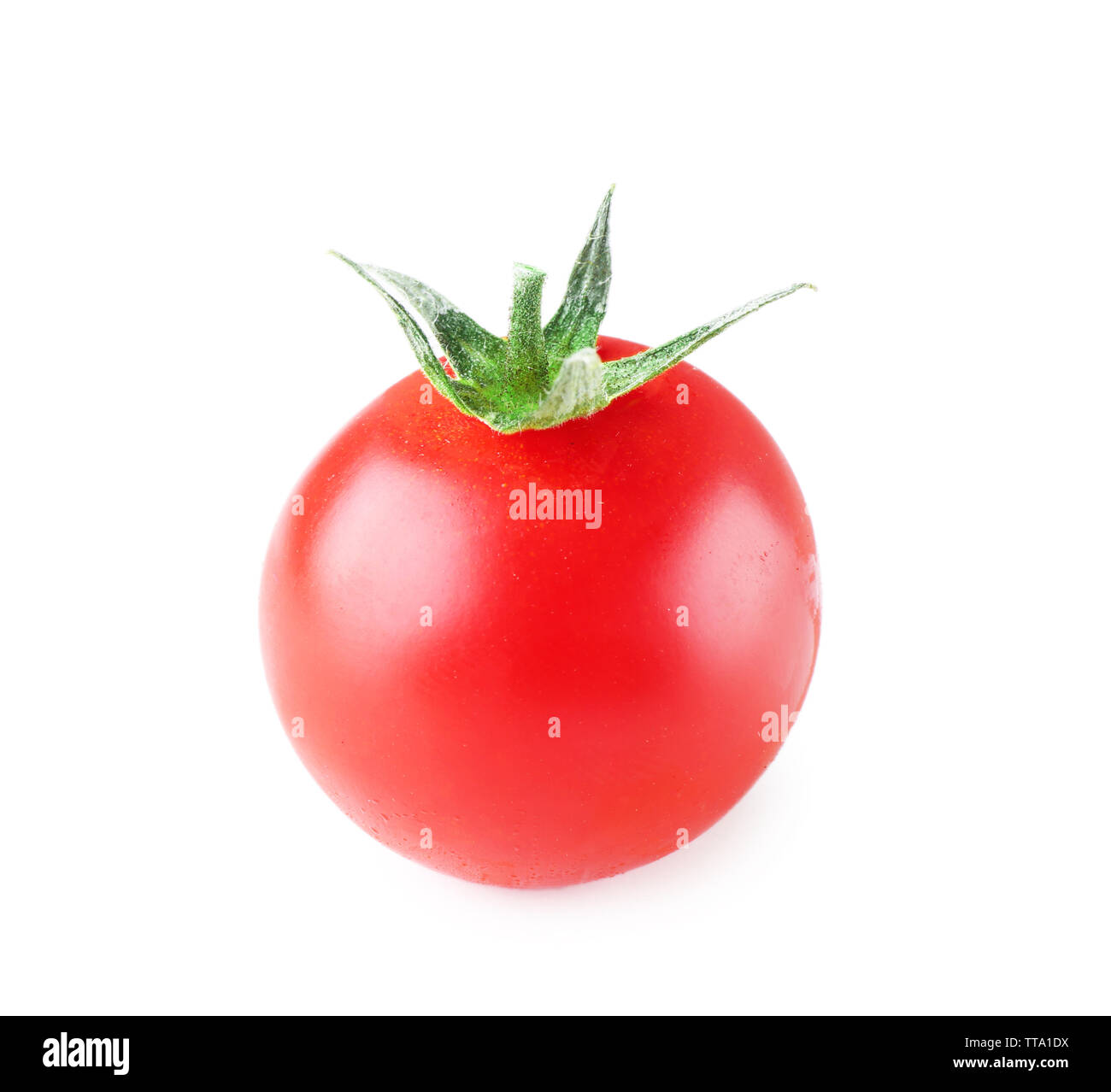 Single fresh cherry tomato isolated on white Stock Photo - Alamy