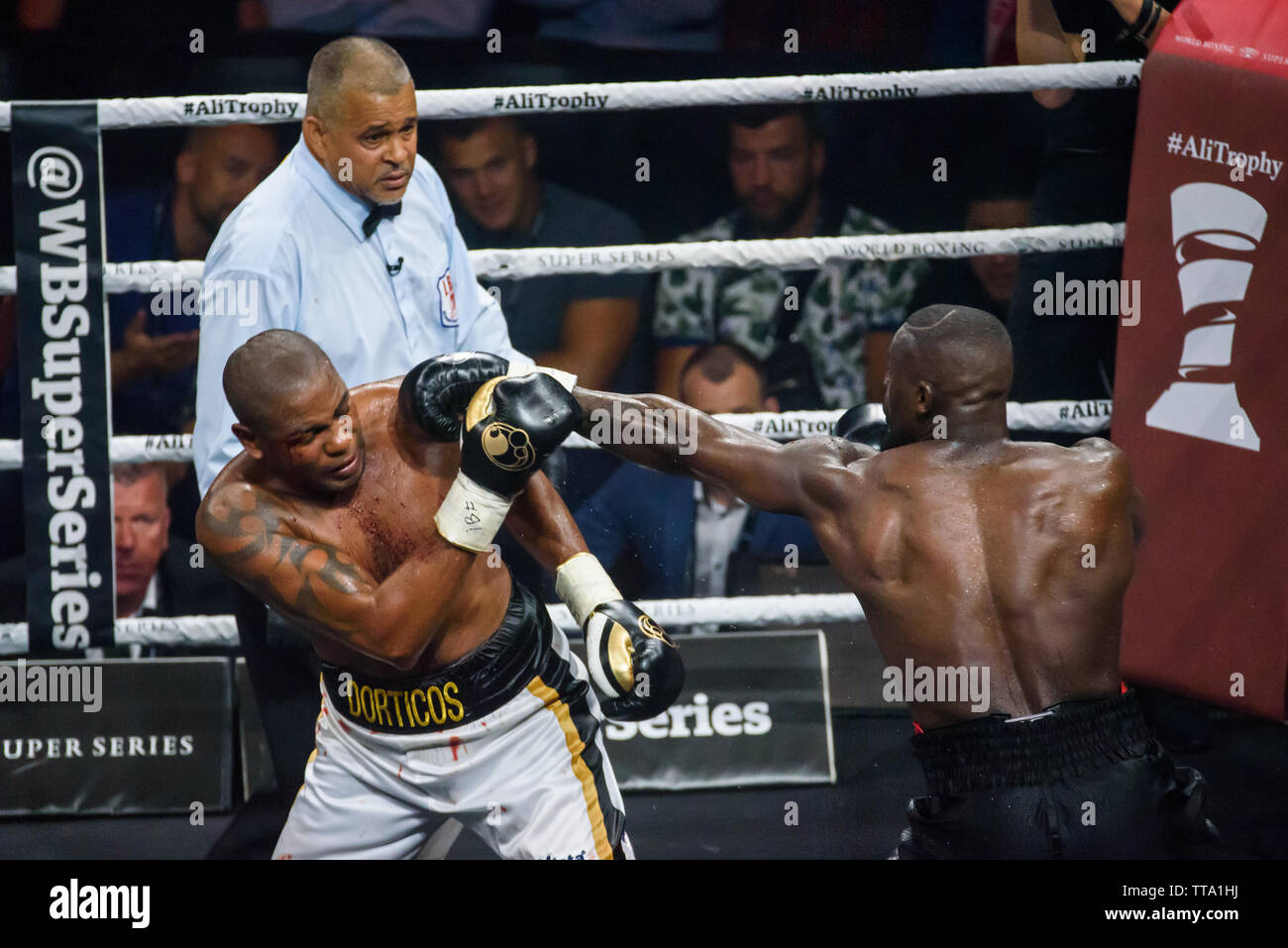 Riga, Latvia. 15th of June, 2019. Cuban boxer Yunier Dorticos (L) and ...